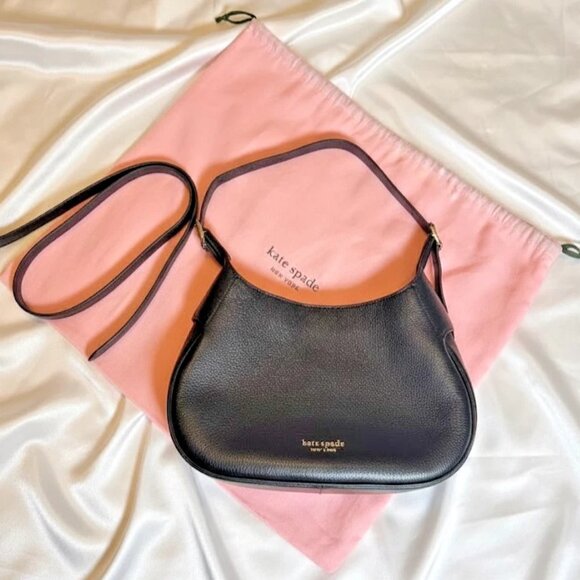 kate spade | Bags | Kate Spade Purse Black Leather With 2 Straps Dust ...